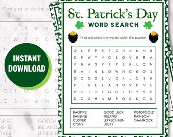 St Patrick's Day Word Search, Word Puzzle, St Patrick's Day Games ...