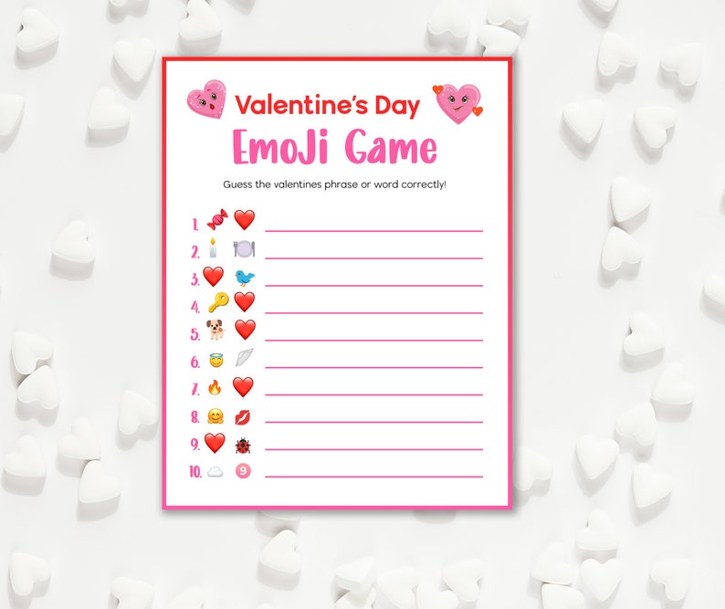 Valentine's Day Emoji Pictionary, Valentine Emoji Game, Valentine's ...