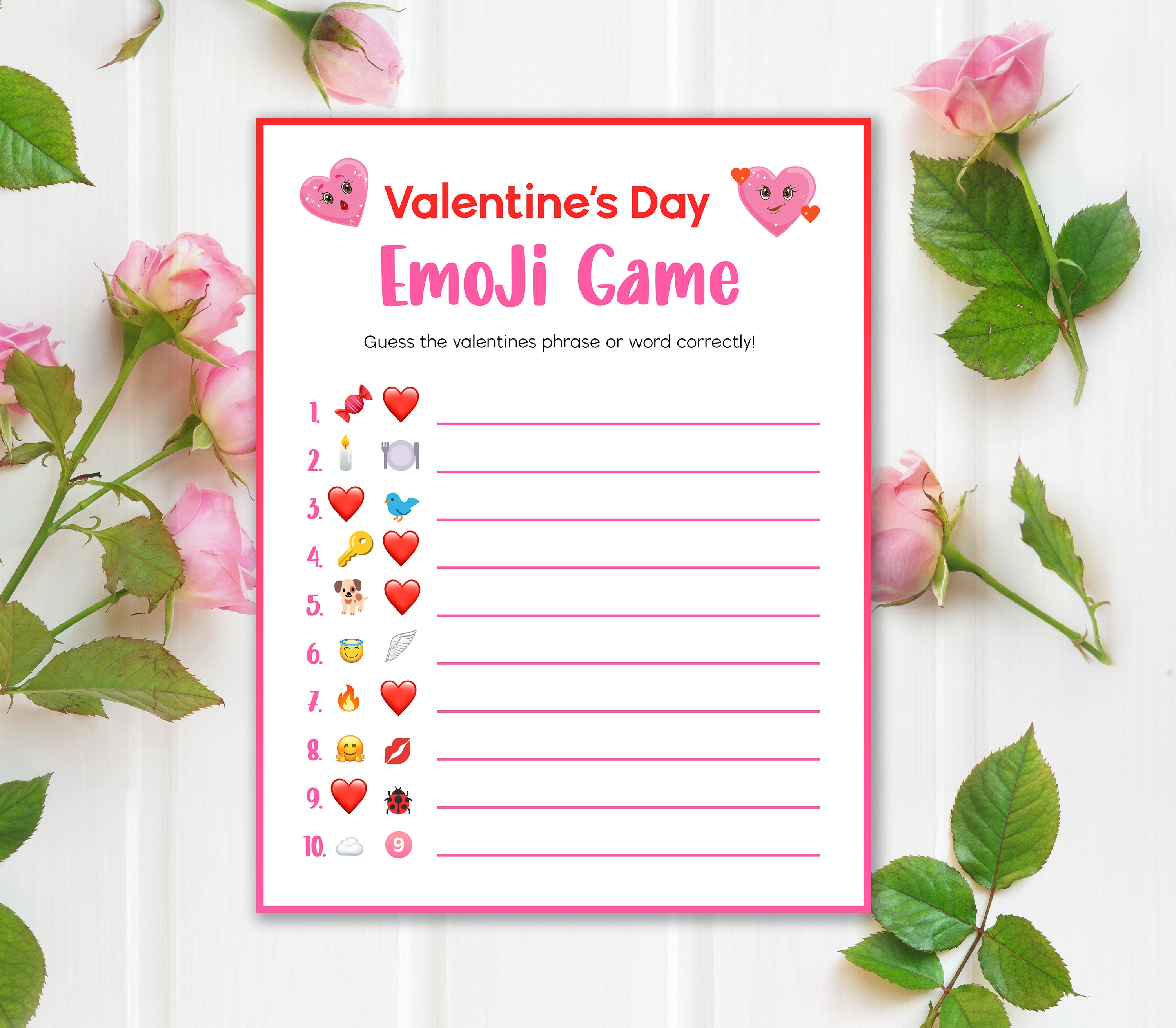Valentine's Day Emoji Pictionary, Valentine Emoji Game, Valentine's ...