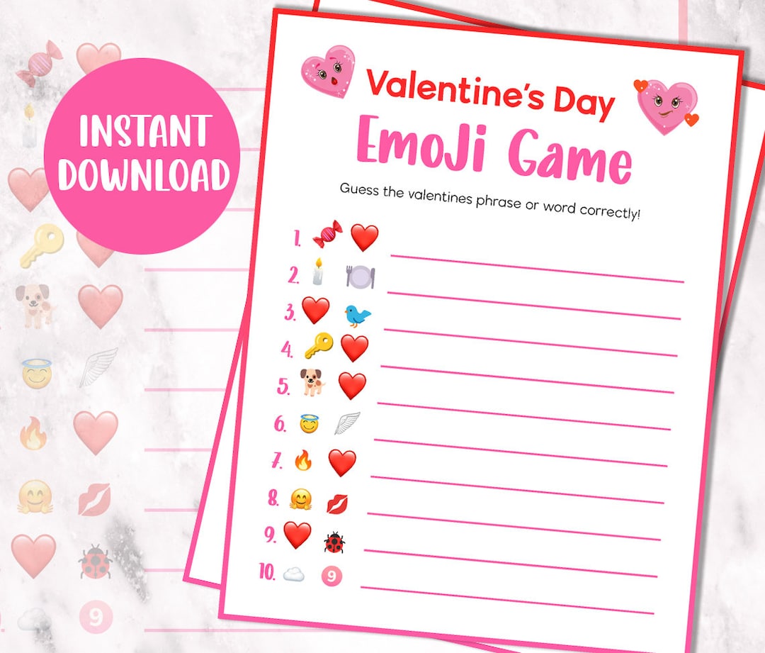 Valentine's Day Emoji Pictionary, Valentine Emoji Game, Valentine's ...