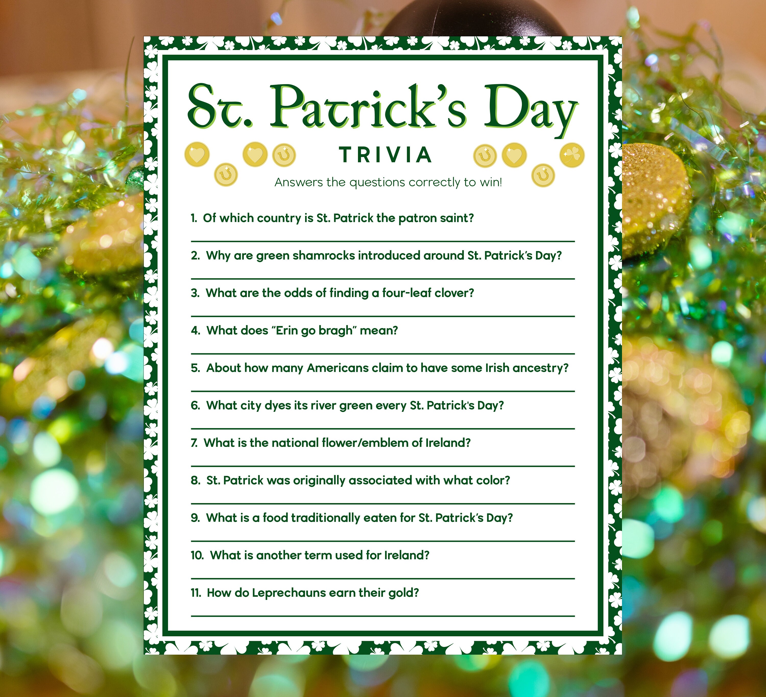 St Patrick's Day Trivia Game | Printable Trivia | St Patrick's Day ...