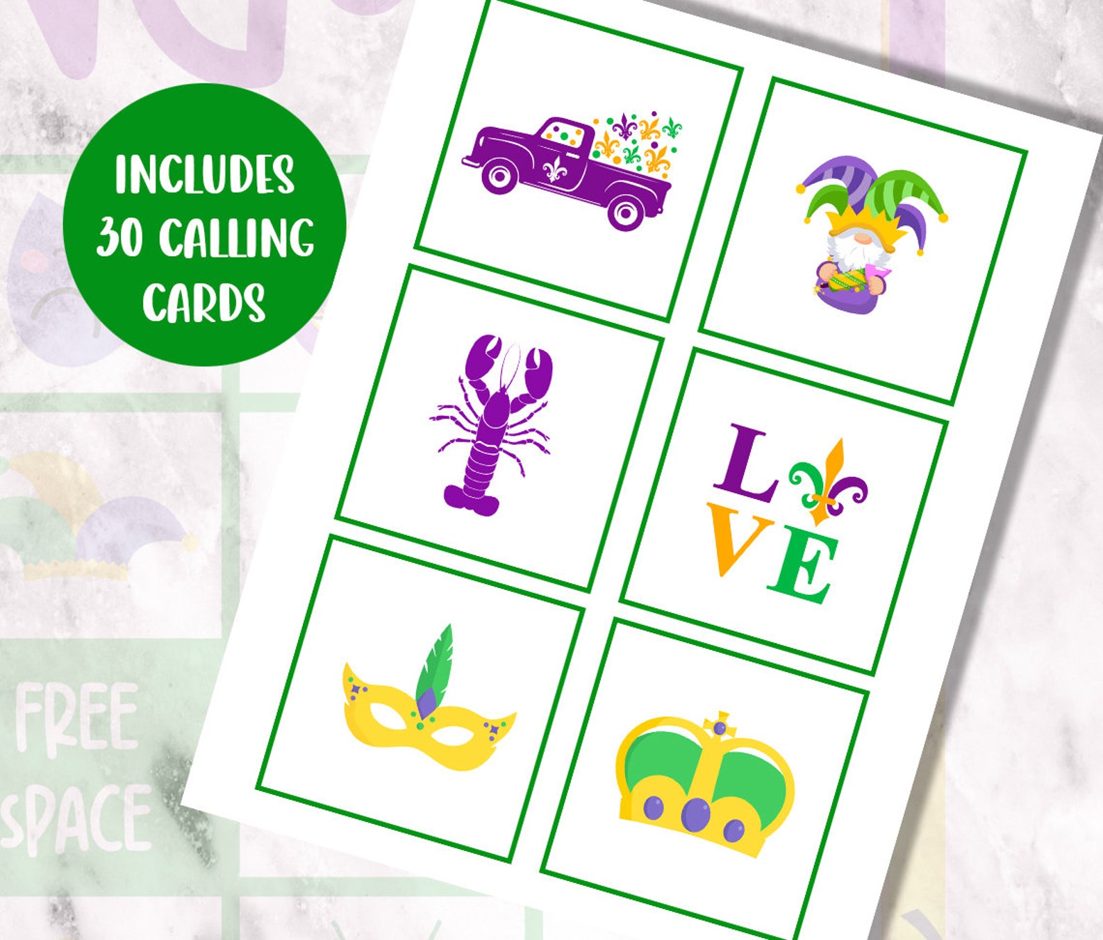 Mardi Gras Bingo, Printable Bingo Printable, Mardi Gras Games, Game for ...