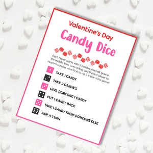 Valentine's Day Candy Dice Game Candy Dice Printable | Etsy