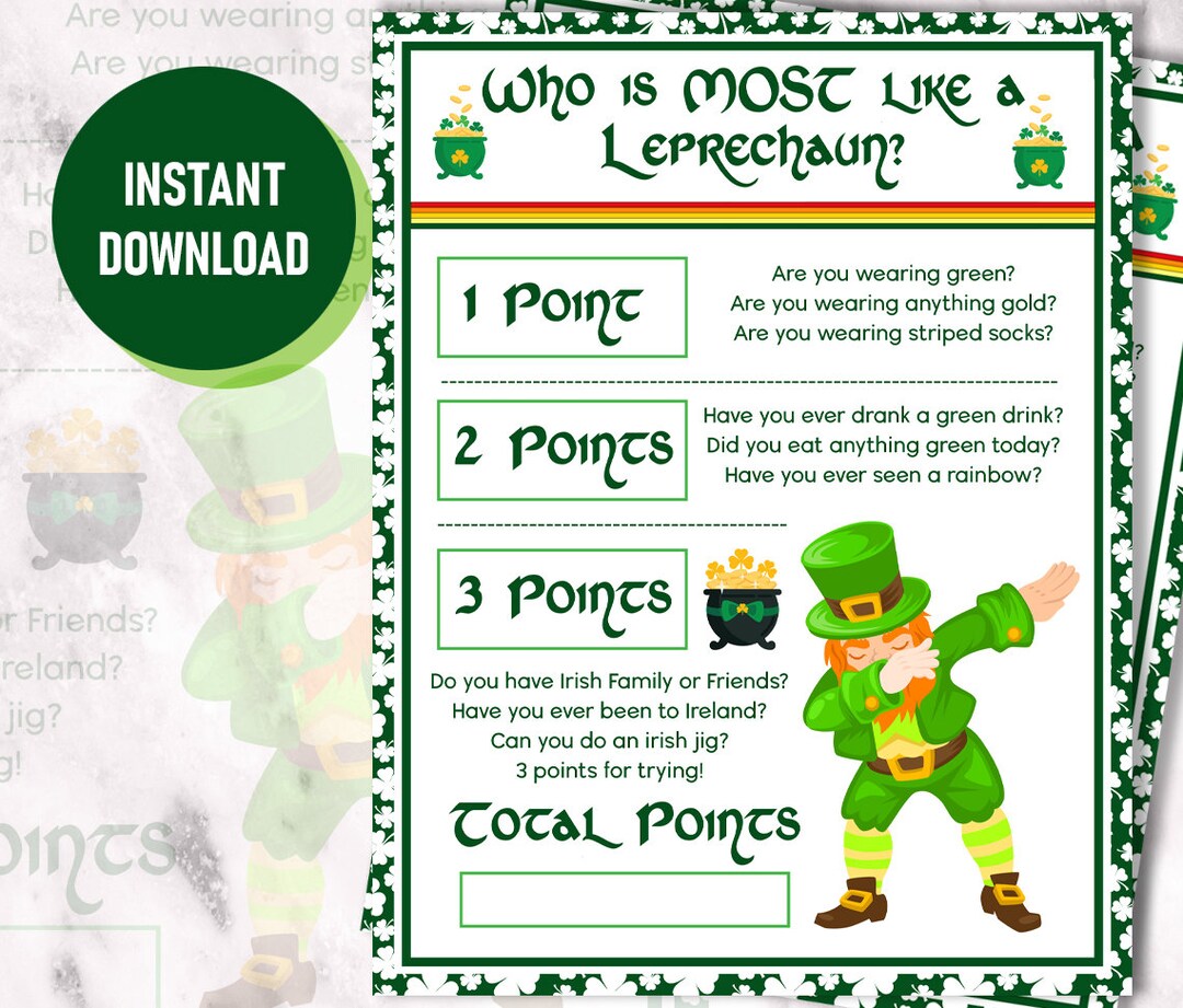 St Patrick's Day Games, Who is Most Like a Leprechaun, St Patricks Day ...