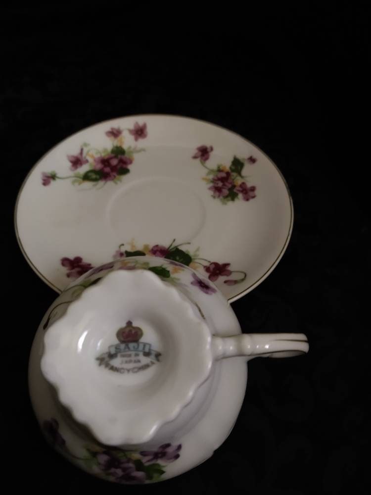Saji Purple Violets Fancy China Tea Cup & Saucer- Made in Japan - Etsy