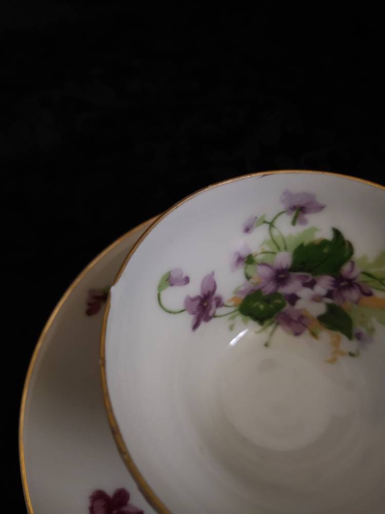Saji Purple Violets Fancy China Tea Cup & Saucer- Made in Japan - Etsy