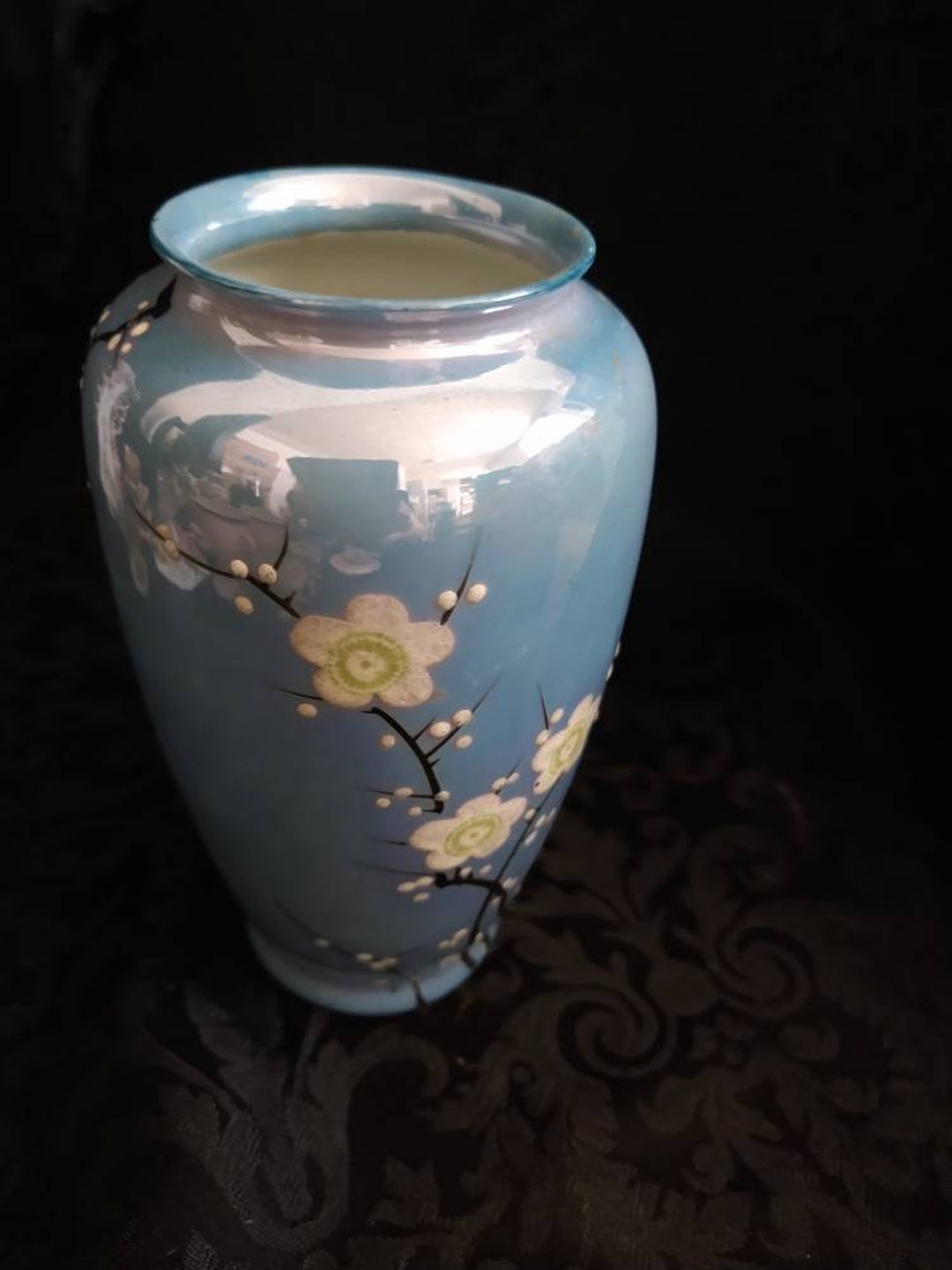 Lustreware Blue Handpainted Vase Made in Japan - Etsy
