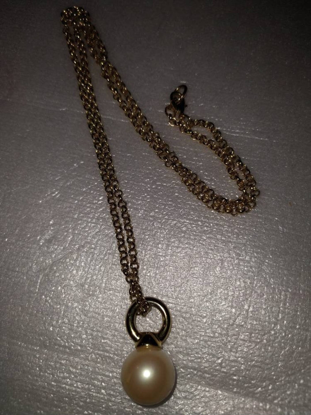 LCI Large Pearl Pendant Gold Tone Necklace Signed- LCI - Etsy