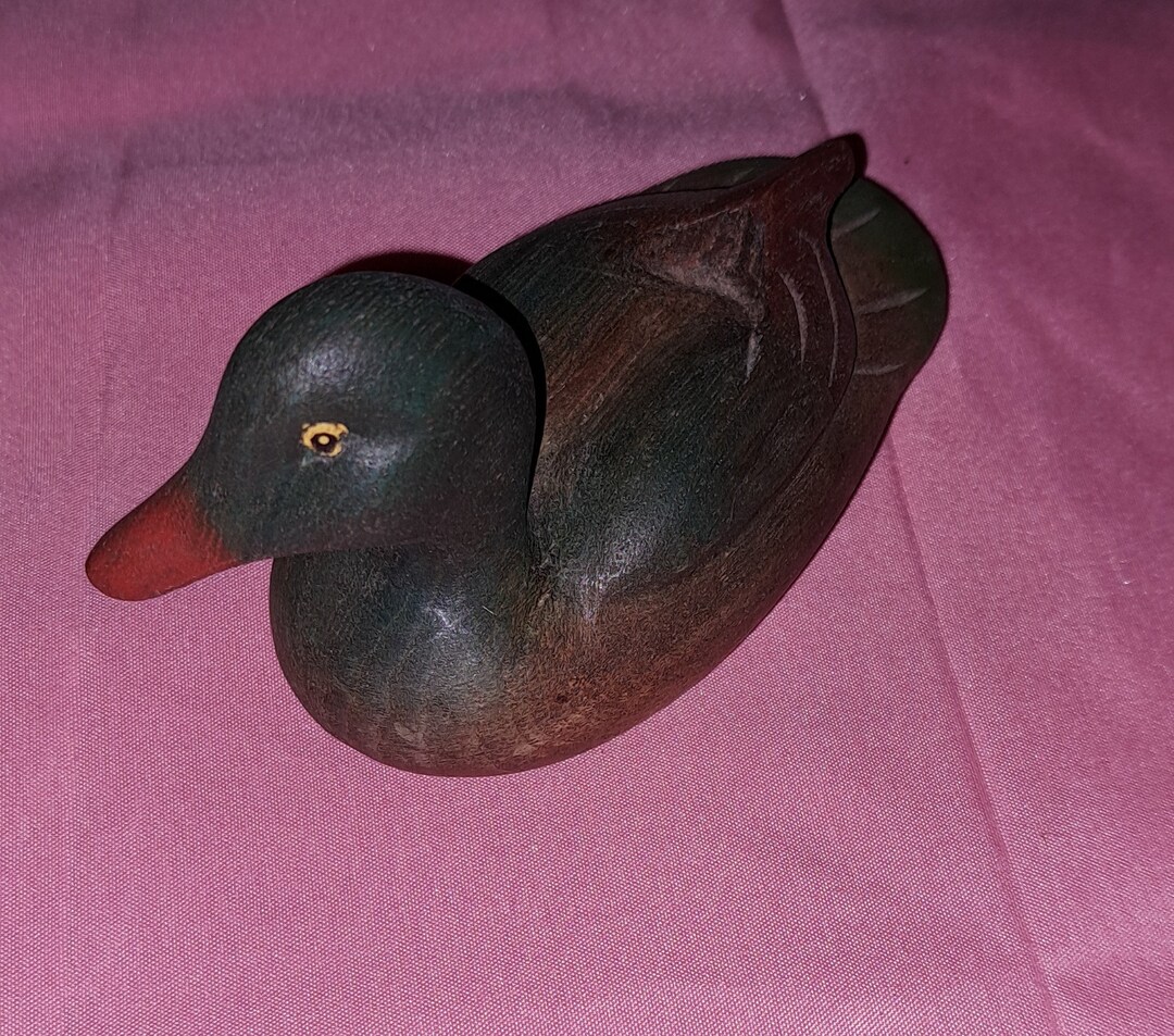 Hand Carved Hand Painted Solid Wood Duck - Etsy