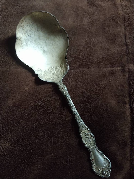 Antique 1835 R Wallace A1 Silverplate Floral Serving Spoon - Etsy
