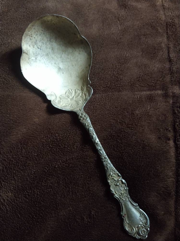 Antique 1835 R Wallace A1 Silverplate Floral Serving Spoon - Etsy