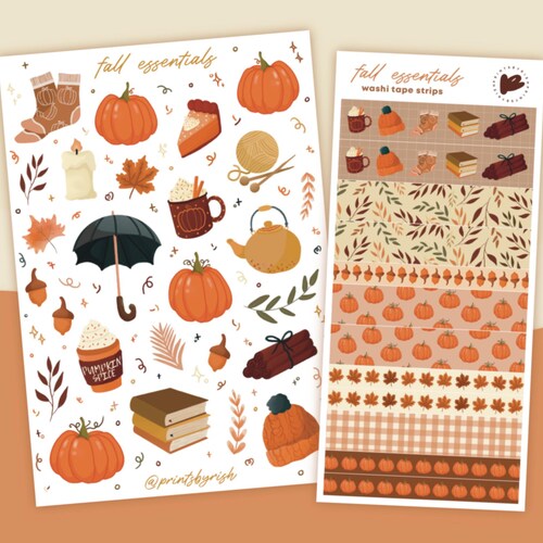 FALL Autumn Themed Sticker Sheet Cute Journal Planner - Etsy