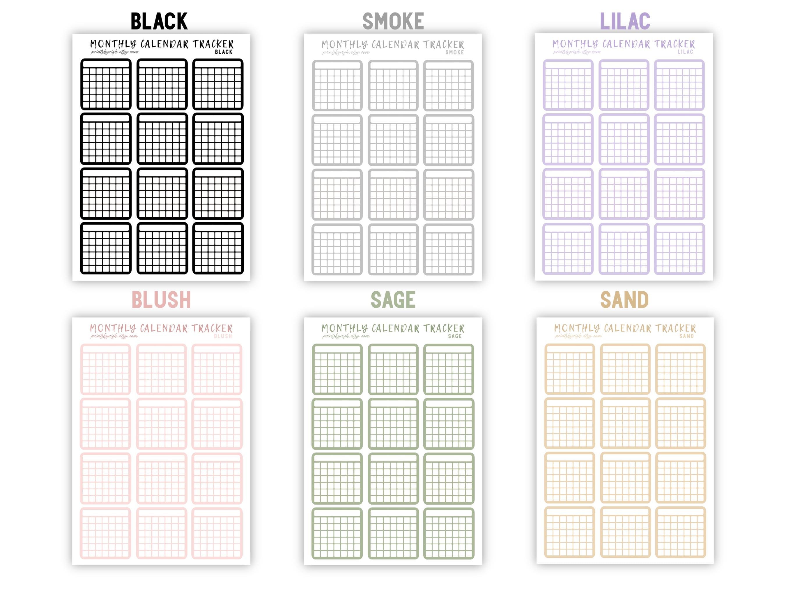 Monthly Calendar Tracker Color Palette Sticker Sheet Habit - Etsy Finland