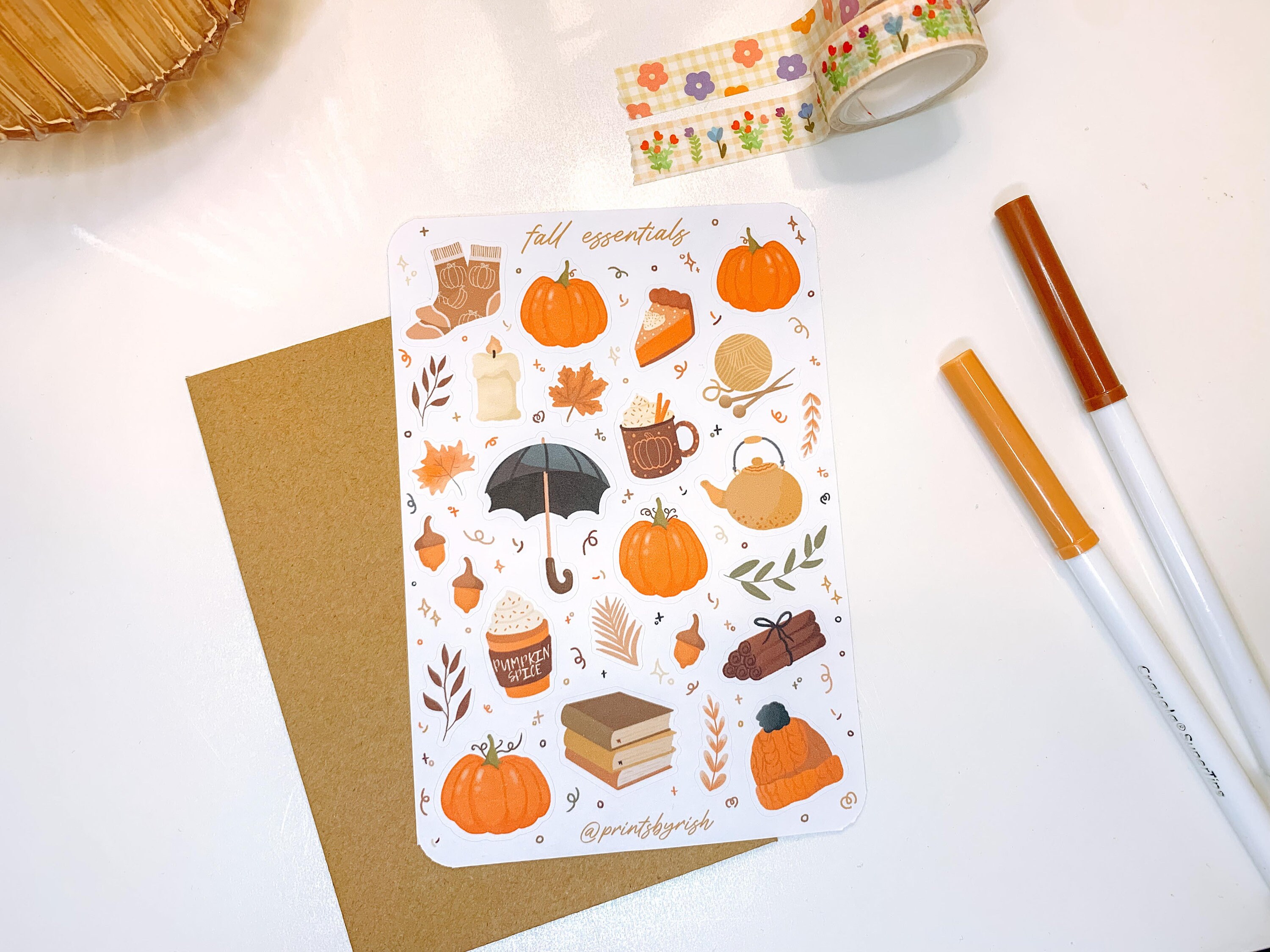 FALL Autumn Themed Sticker Sheet Cute Journal Planner - Etsy