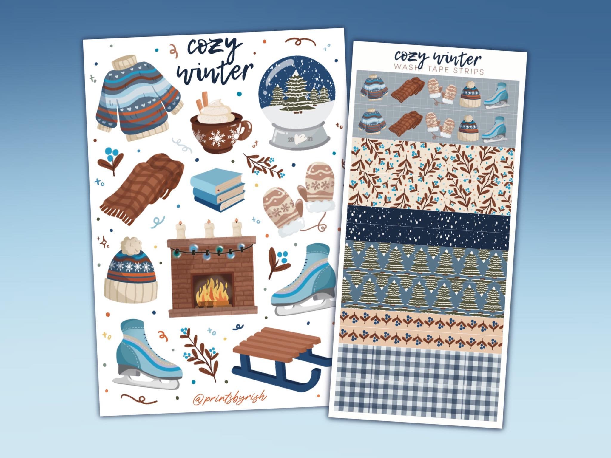 Cozy Winter Themed Sticker Sheet Cute Journal Planner - Etsy