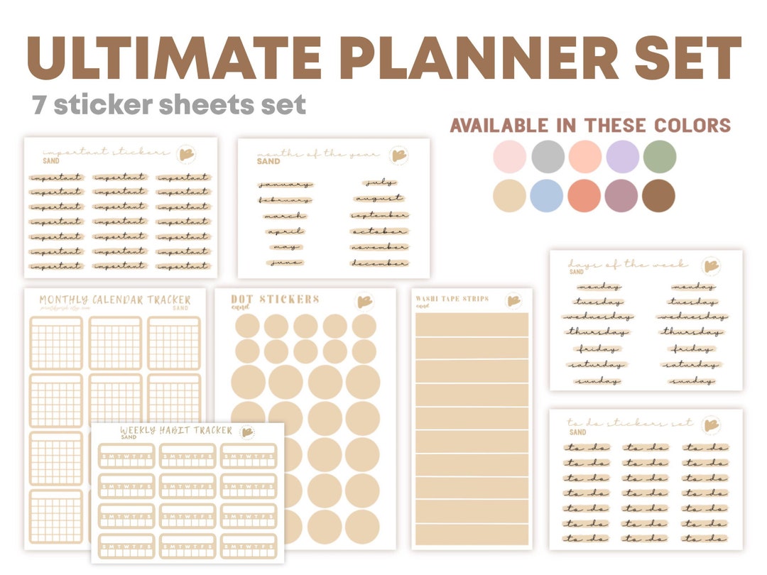 ULTIMATE PLANNER SET, Sticker Sheet Bundle, Planner Stickers, Circle ...