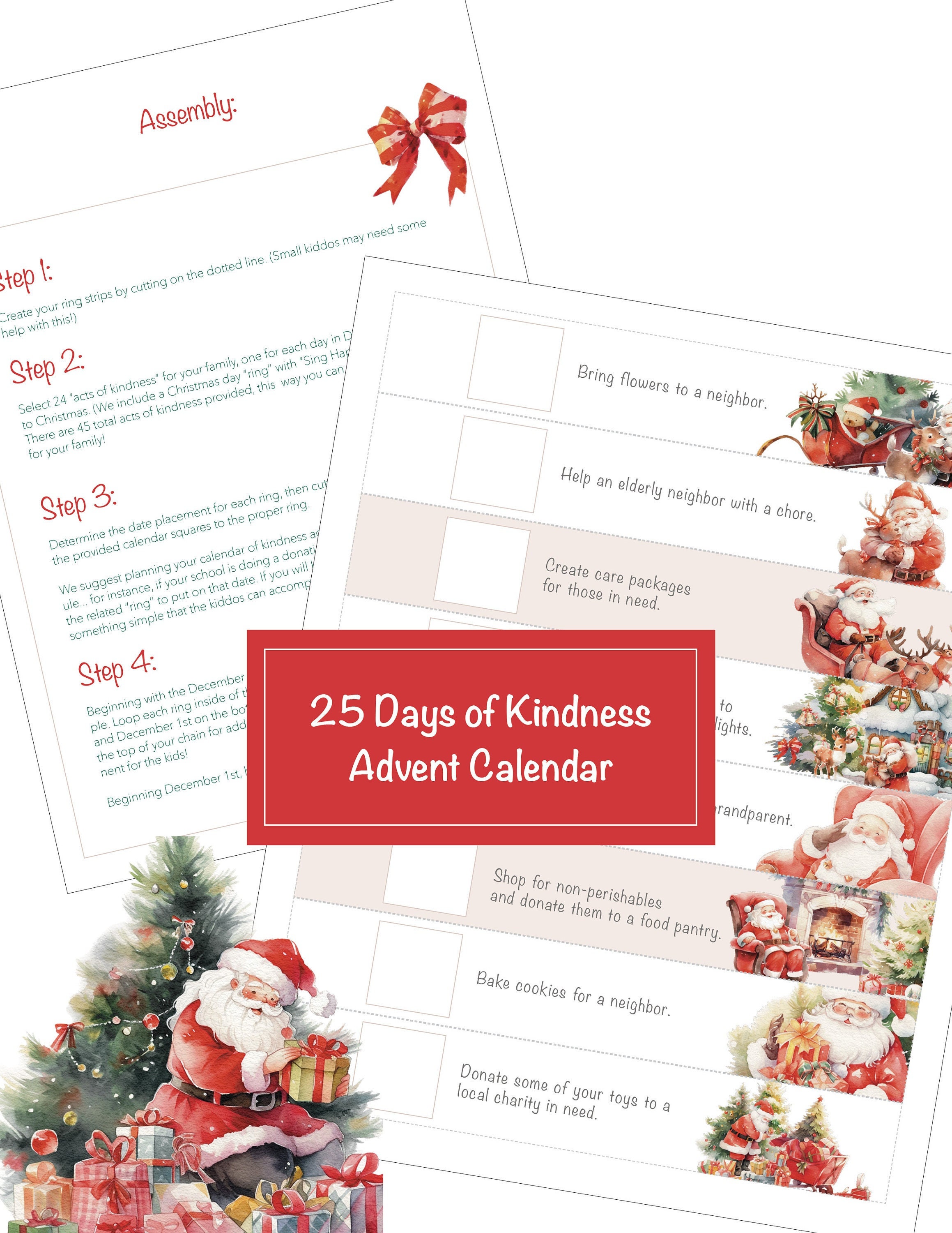 Kindness Advent Calendar, Countdown to Christmas Ring Chain: Handmade ...