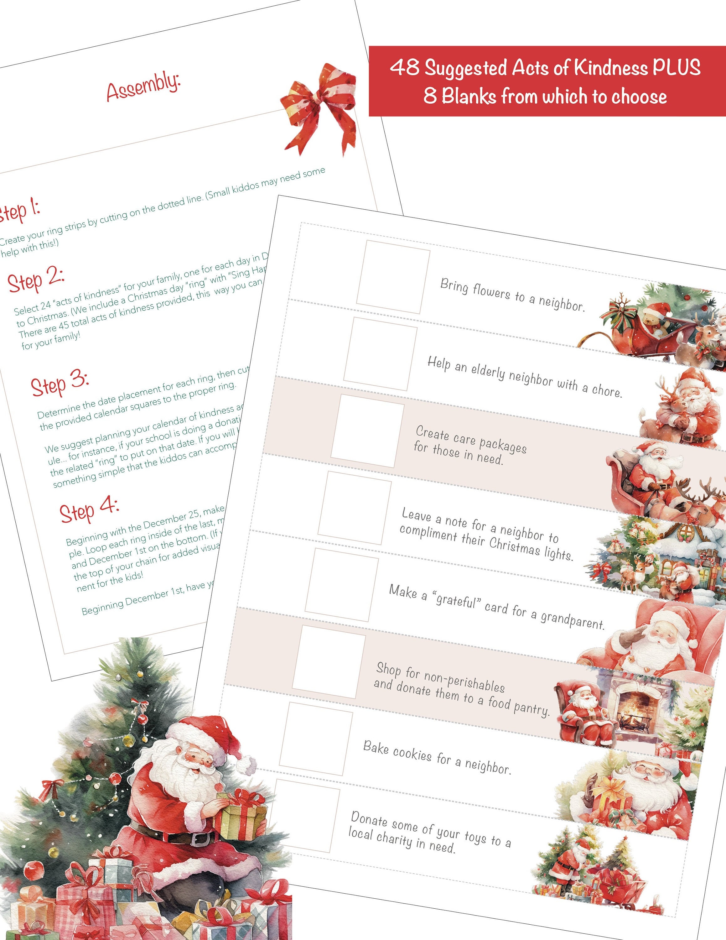 Kindness Advent Calendar, Countdown to Christmas Ring Chain: Handmade ...