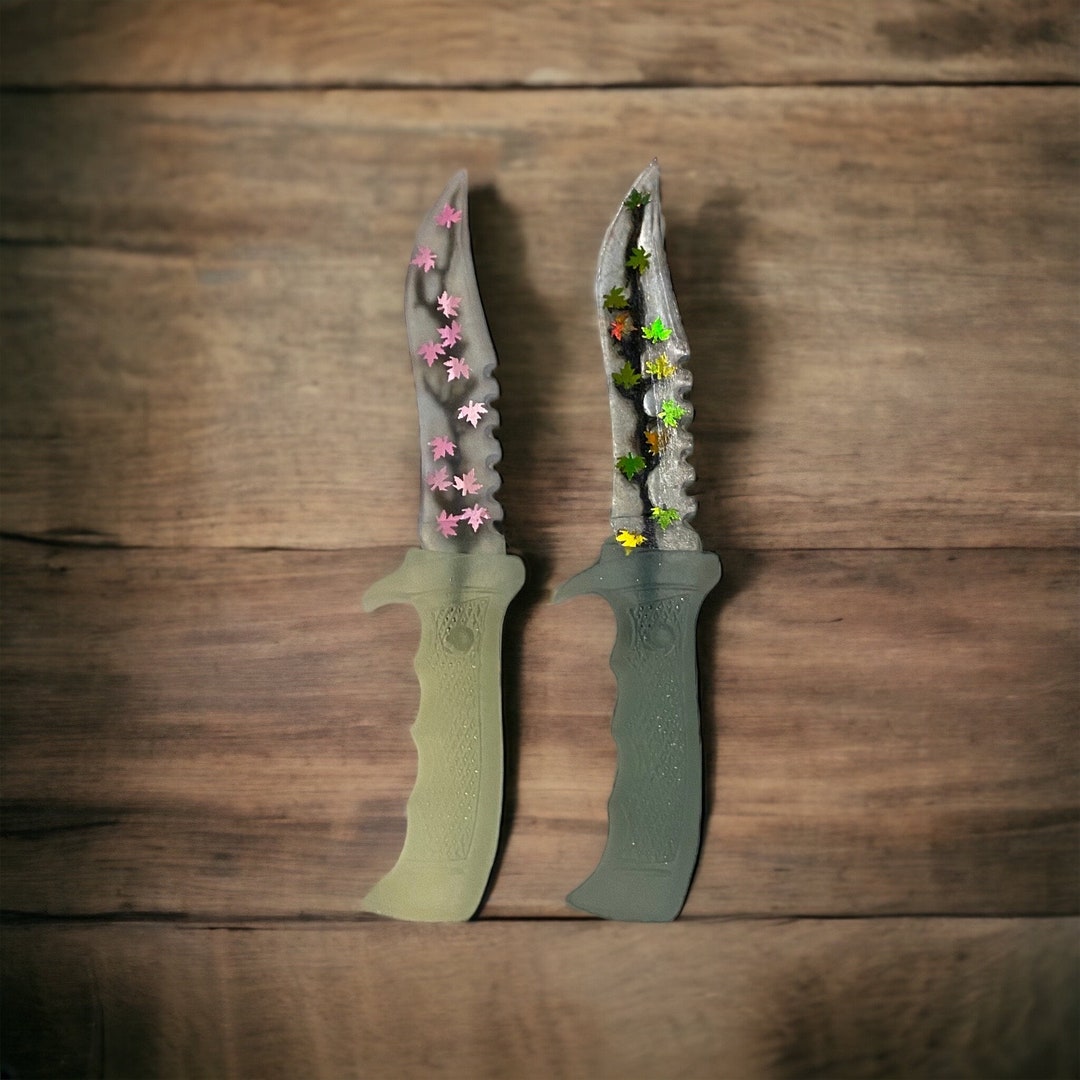 Custom Decorative Resin Knife With Color Changing Leaves and Branch ...