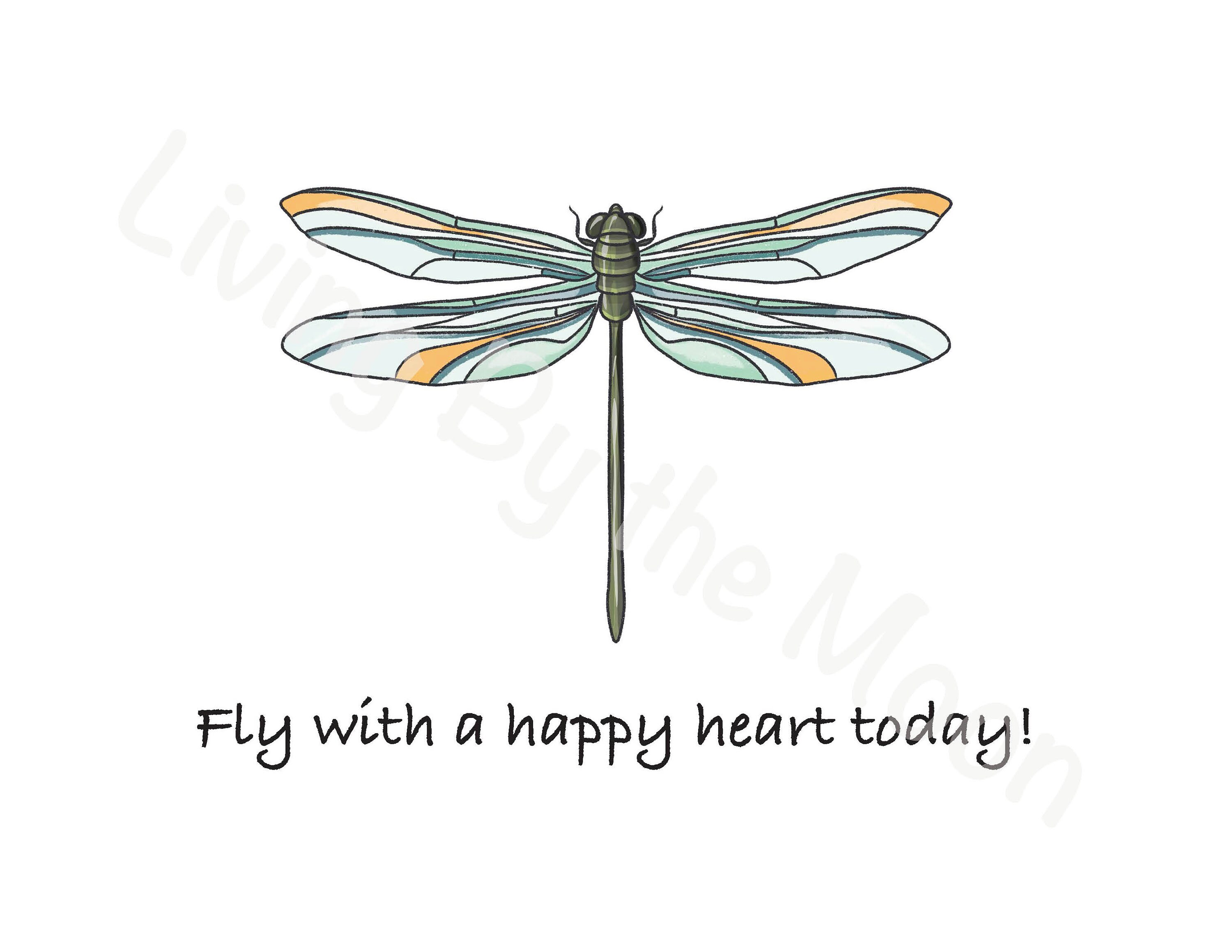 Fly With a Happy Heart Today Printable Fun Quote, Dragonfly Digital ...