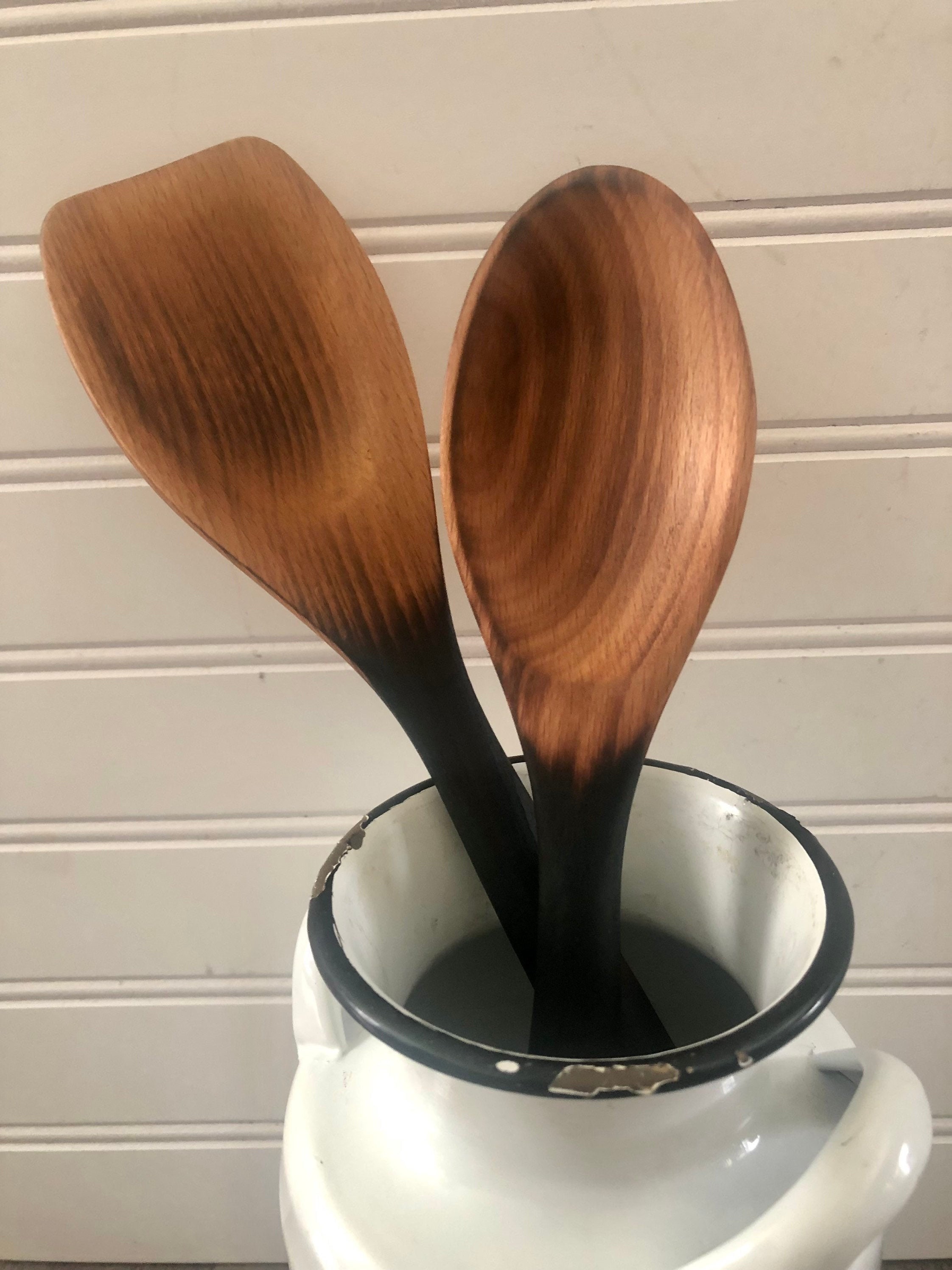 Spoon Saptula Set Wooden Spoon Wood Spatula Charred Wood - Etsy UK