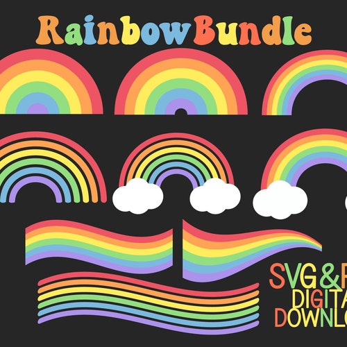 Rainbow Svg Bundle Rainbow Clipart Bundle - Etsy