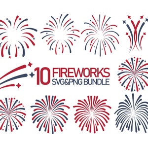 Fireworks Svg Clip Art, Fireworks Png, Fourth of July Svg, Independence ...