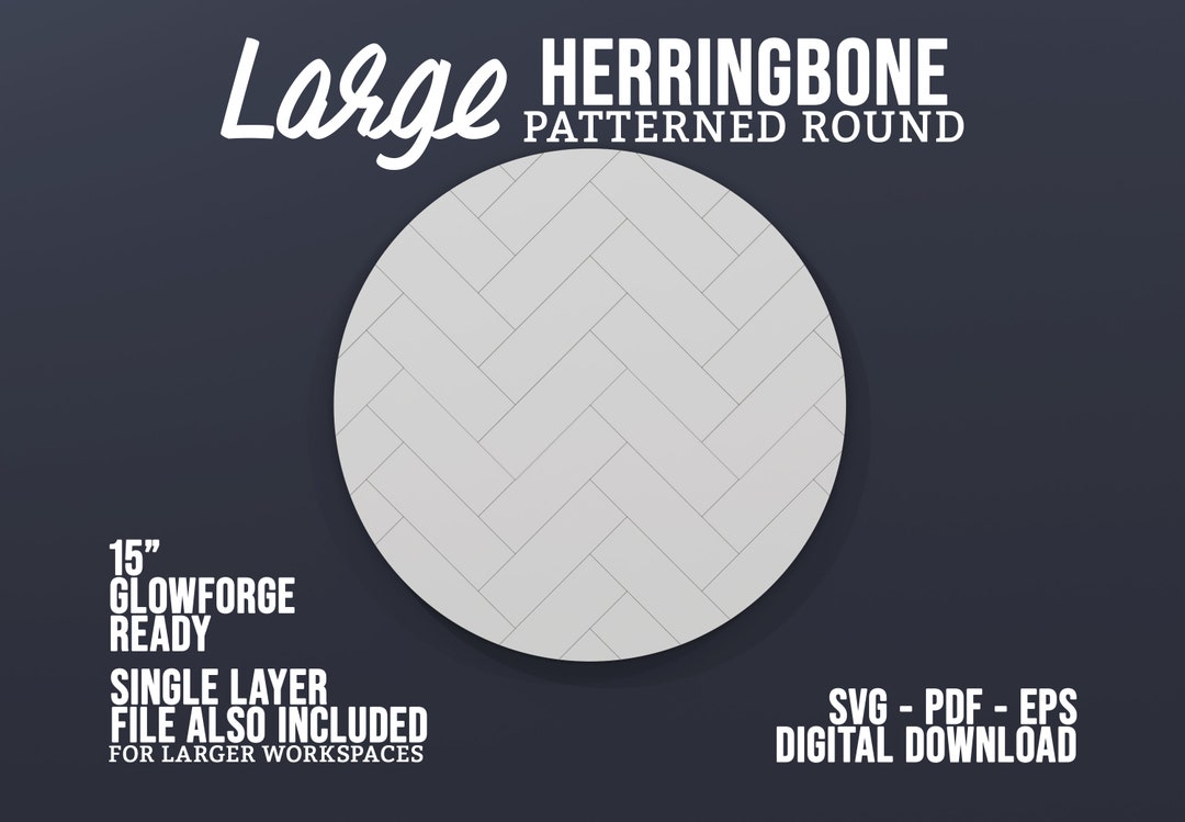 Large Herringbone Round Svg, Herringbone Pattern Backer, Laser Cut ...