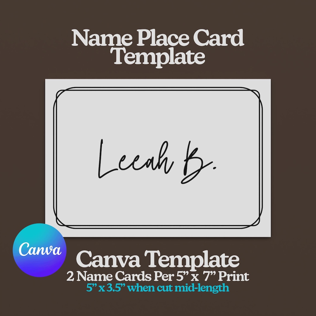 Name Place Card Template, Dinner Name Card Template, Minimalist Design ...