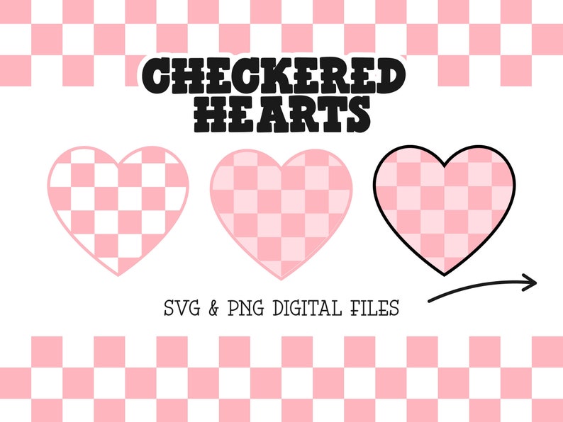 Checkered Hearts Svg, Valentine's Day Heart Svg - Etsy