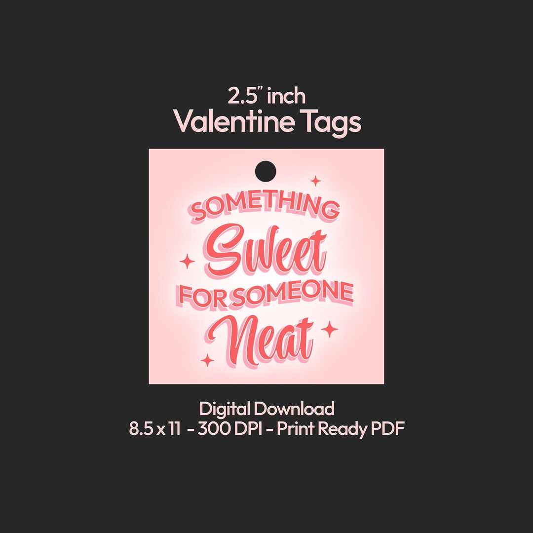 Printable Valentine Treat Tags, 2.5x2.5 Valentine Cookie Tags ...
