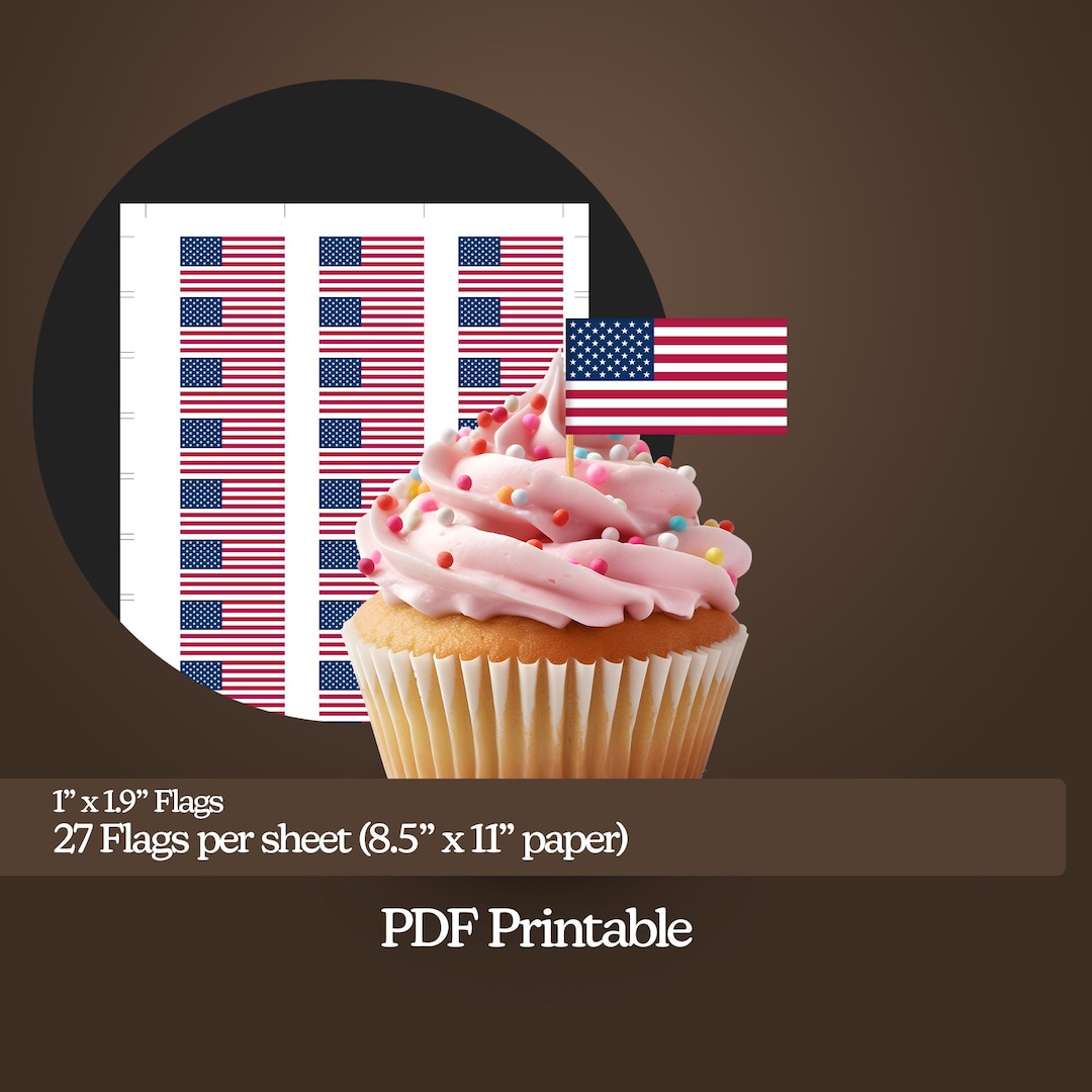 USA Flags for Cupcakes, DIY Fourth of July Cupcake Toppers - Etsy