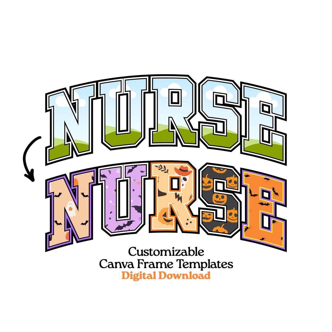 NURSE Text Template, Canva Frames, Editable Shirt Design - Etsy