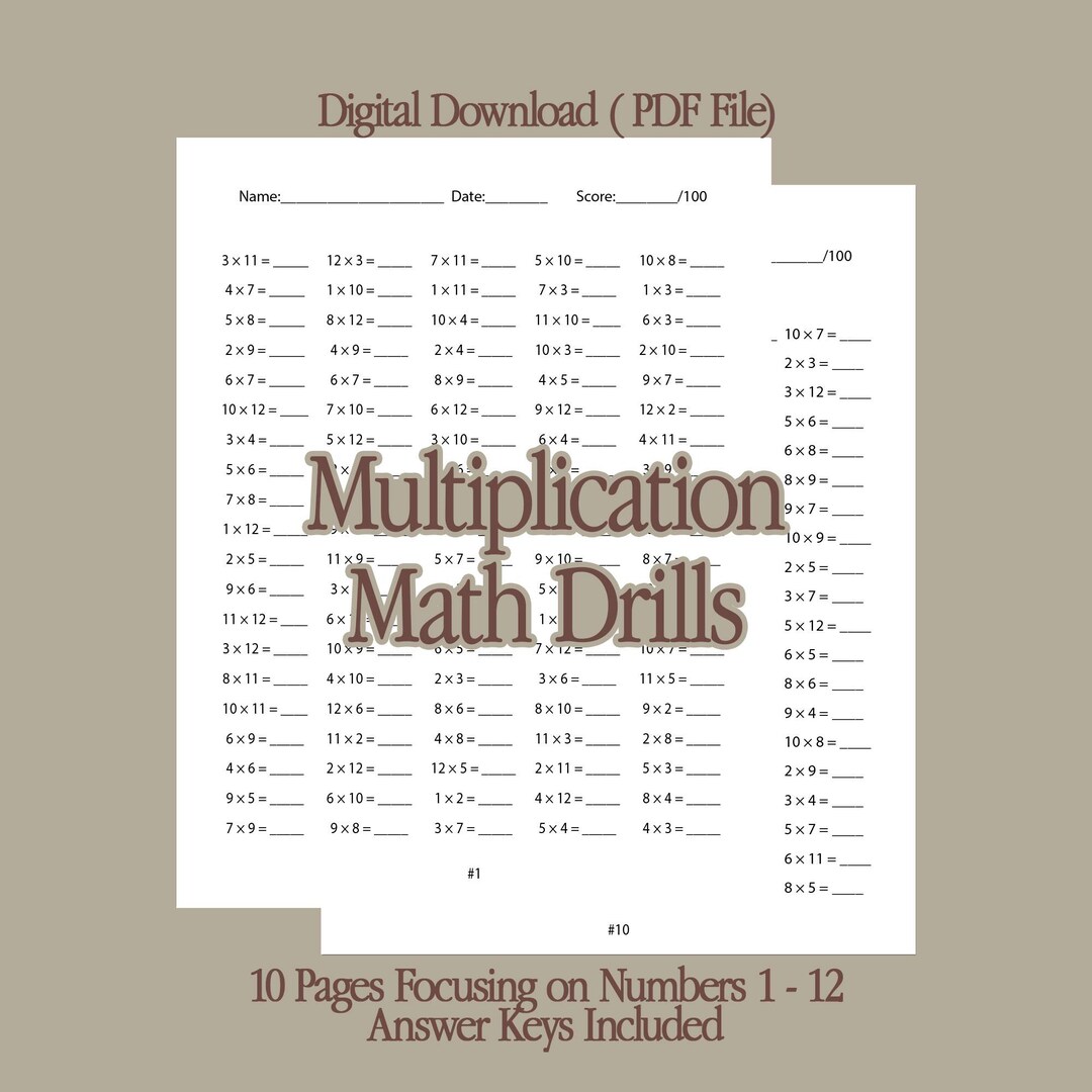 Multiplication Worksheets, Math Drills Printable, Quick Times Tables - Etsy