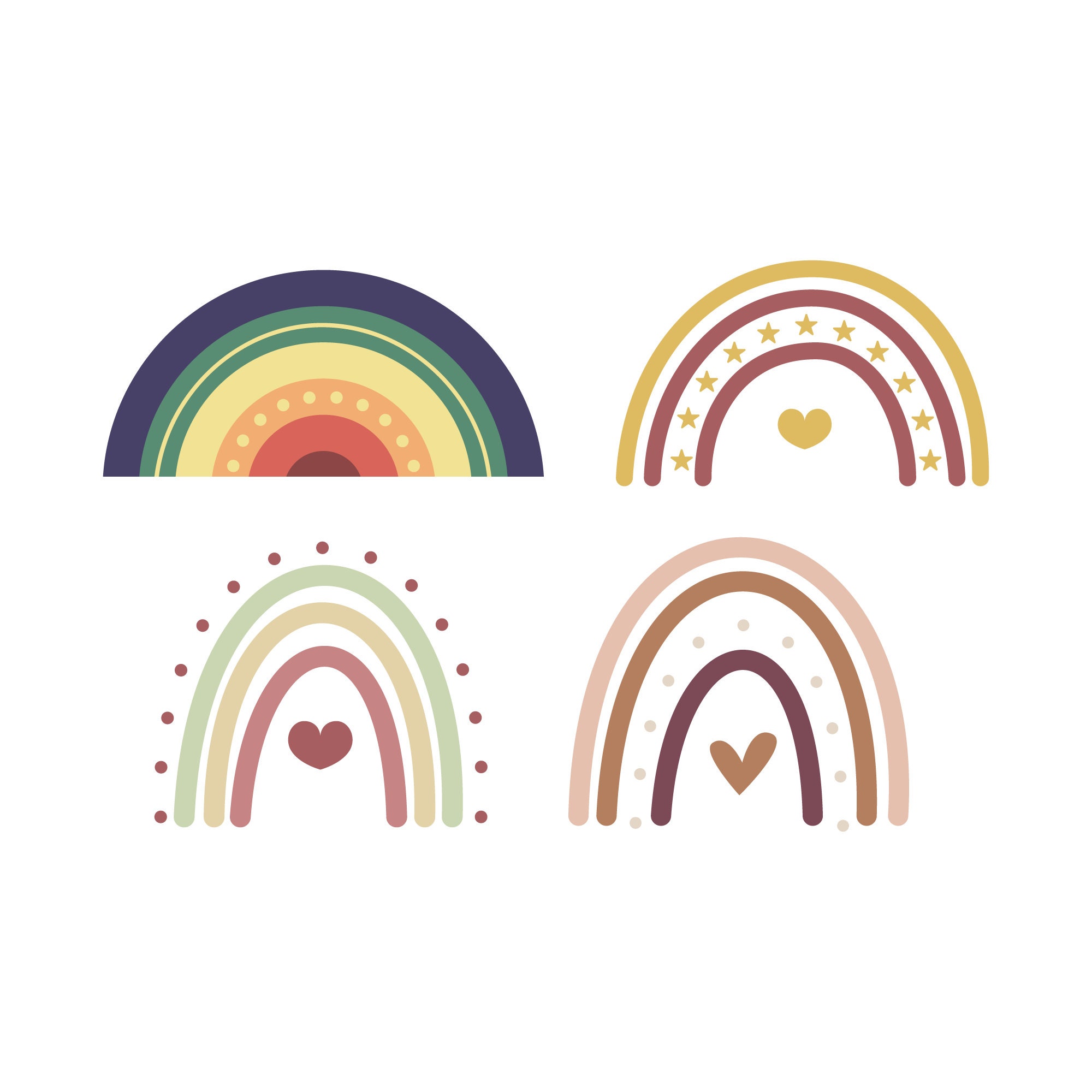 BOHO Rainbow Bundle, BOHO Rainbow Svg and Png Bundle, Rainbow Clip Art ...