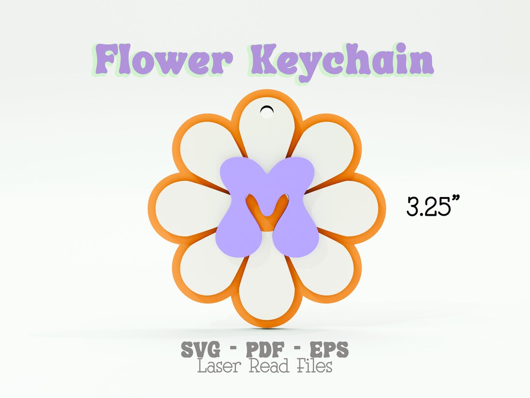 Flower Keychain Svg, Keychain Laser File - Etsy