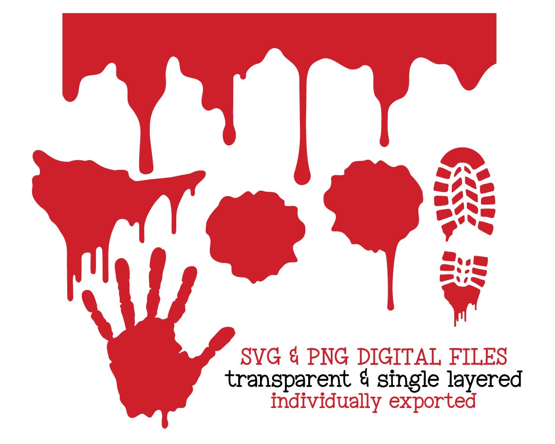 Blood Splatter Svg, Drip Cut Files, Bloody Handprint Svg, Digital Files ...