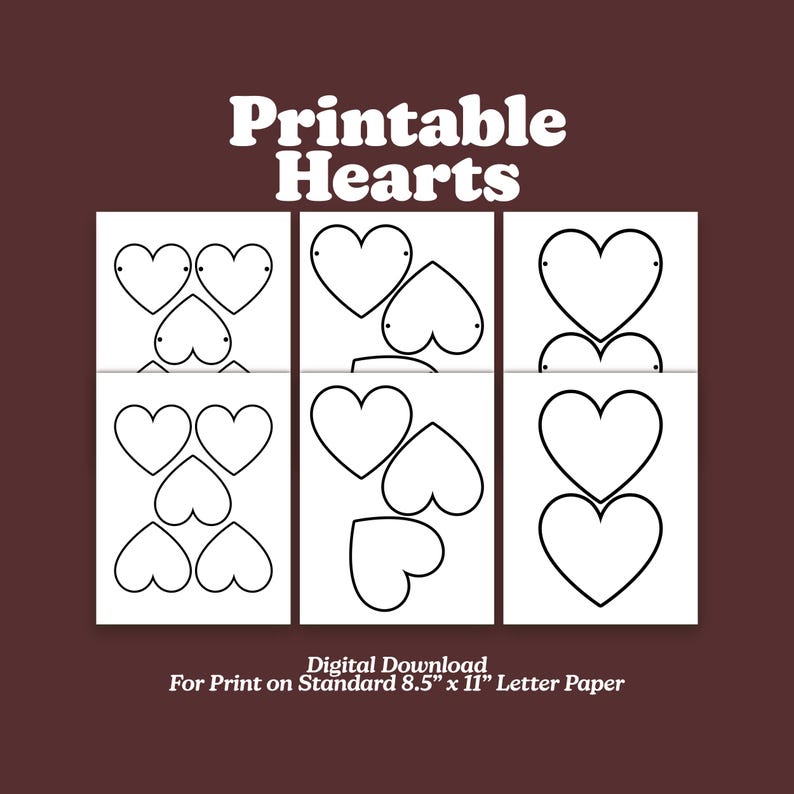 Printable Heart Templates, DIY Valentine Garland - Etsy