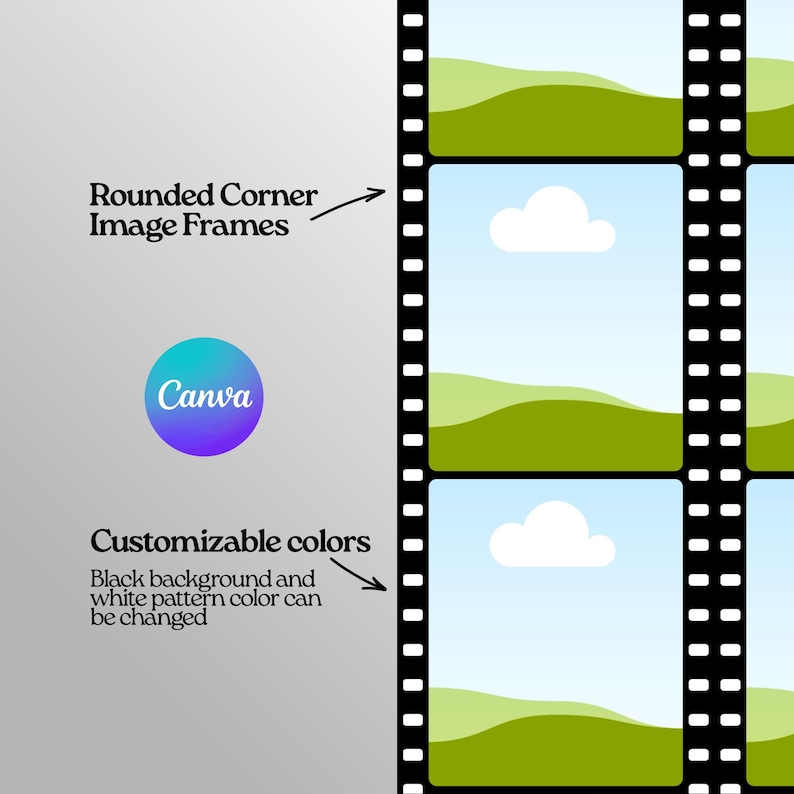 Photo Strip Template, Film Strip Photo Template, DIY Photo Booth Style ...