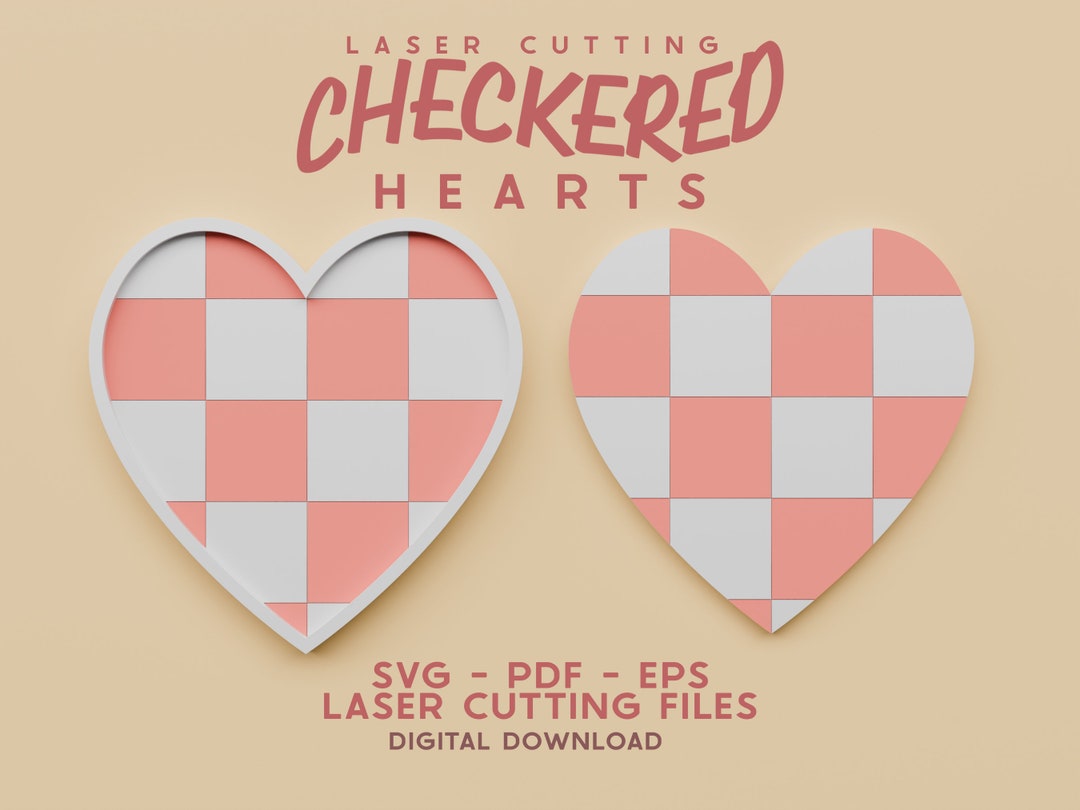 Checkered Heart Laser Files, Valentine Heart Svg, Laser Cut Files - Etsy