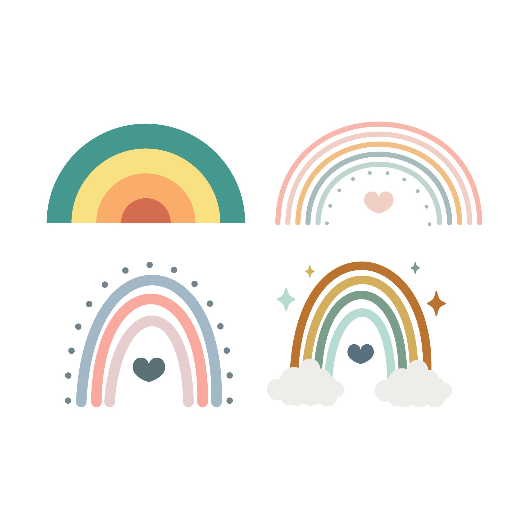 BOHO Rainbow Bundle, BOHO Rainbow Svg and Png Bundle, Rainbow Clip Art ...