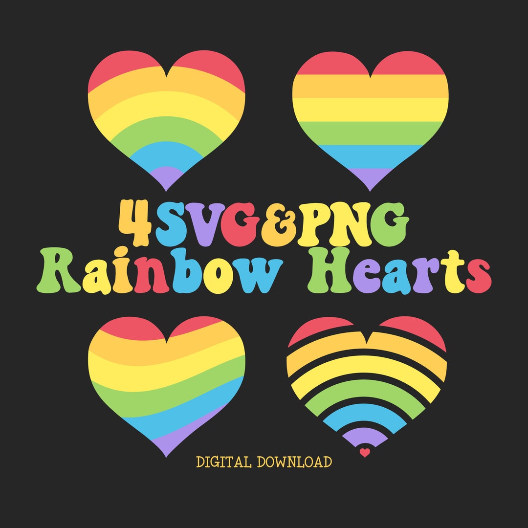 Rainbow Heart Svg Bundle Lgbt Love Svg Pride Month Svg Etsy