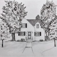 Custom House Portrait | Personalized First Home Sketch From Photo ...
