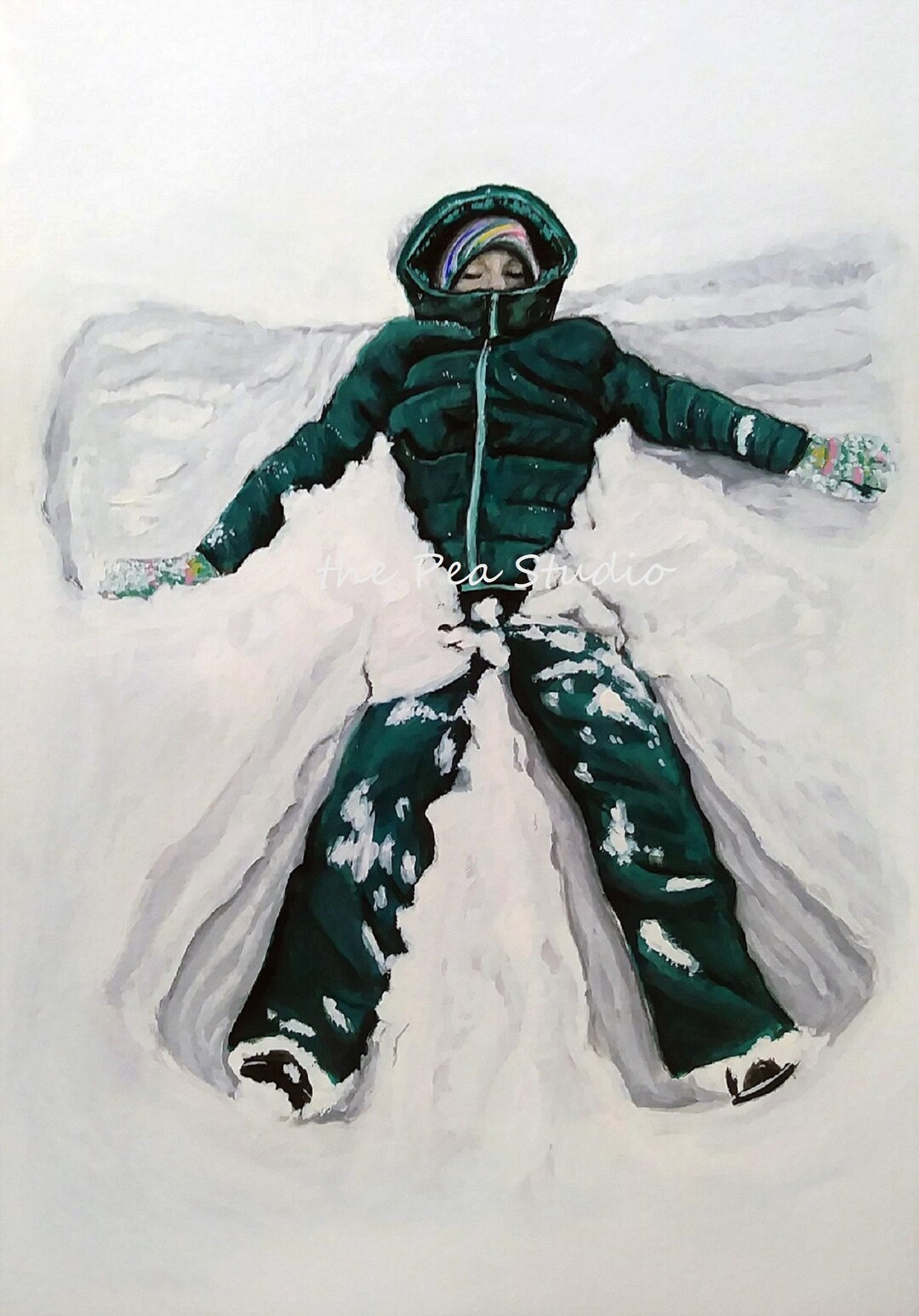 Snow Angel, Winter Scene, 5x7 Giclee Art Print, Unframed - Etsy