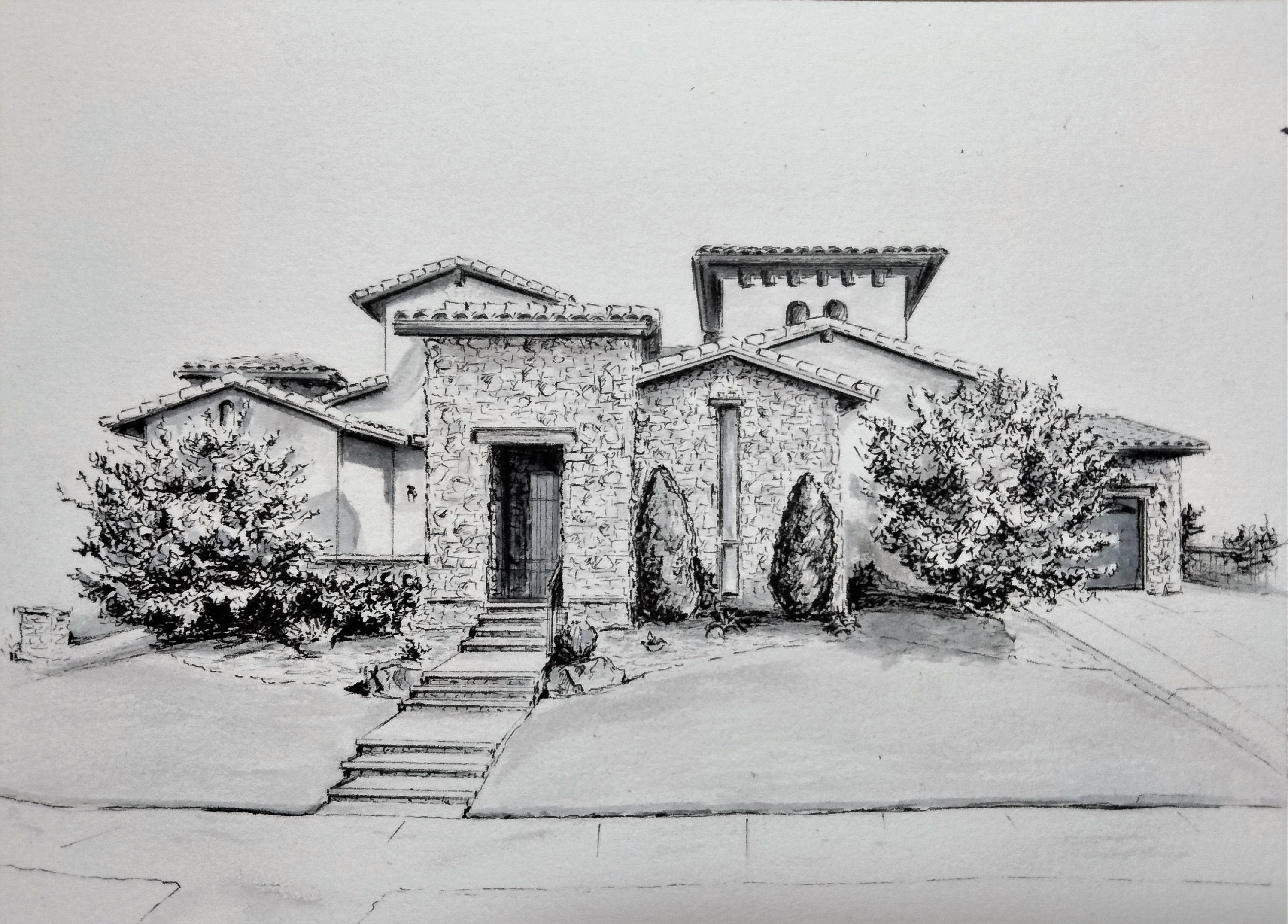 Custom HAND DRAWN Ink Building Portrait/house Portrait, House Warming ...