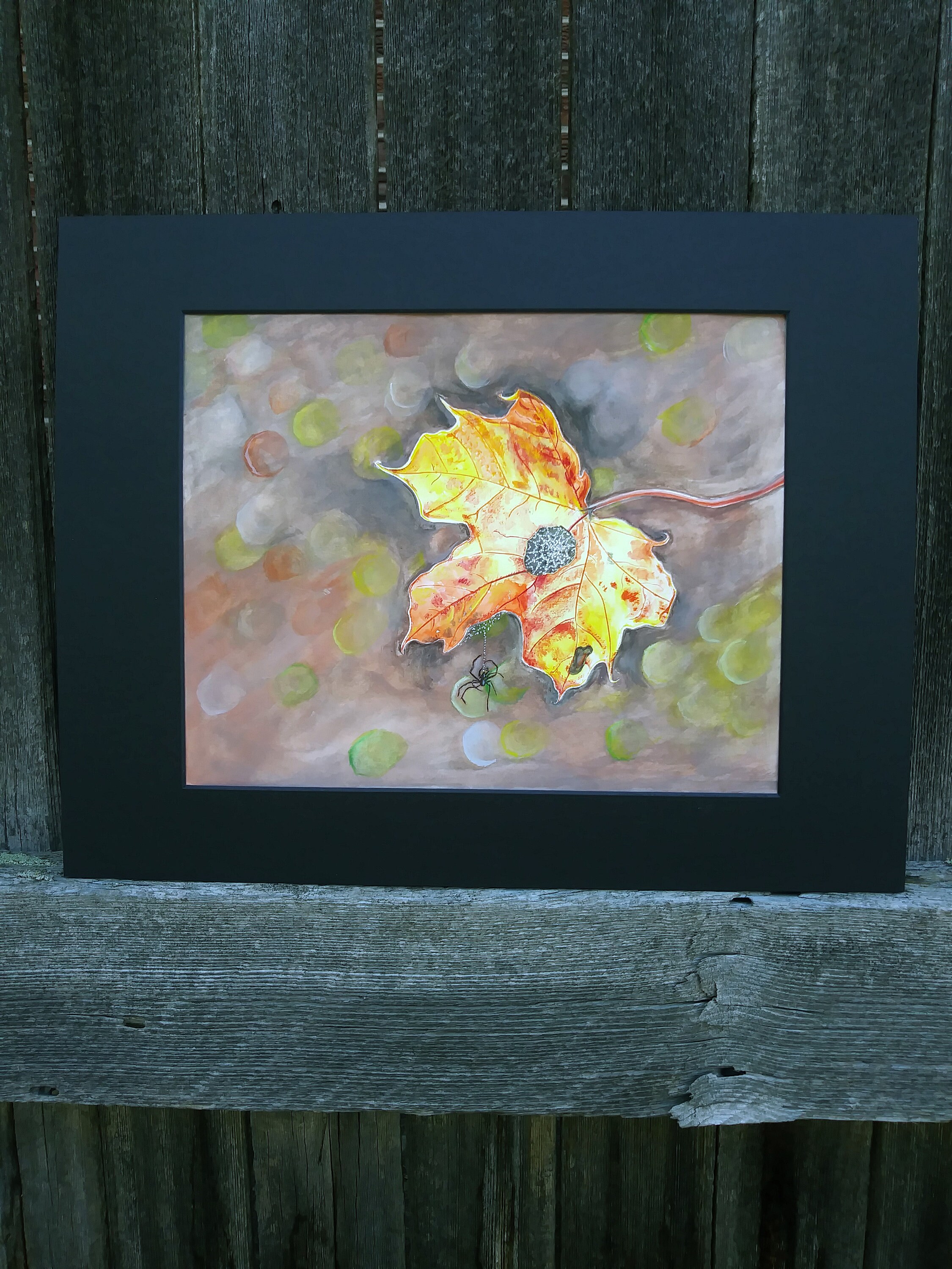 Autumn Leaf, Spider, 8x10 Fine Art Print, Gouache, Unframed - Etsy