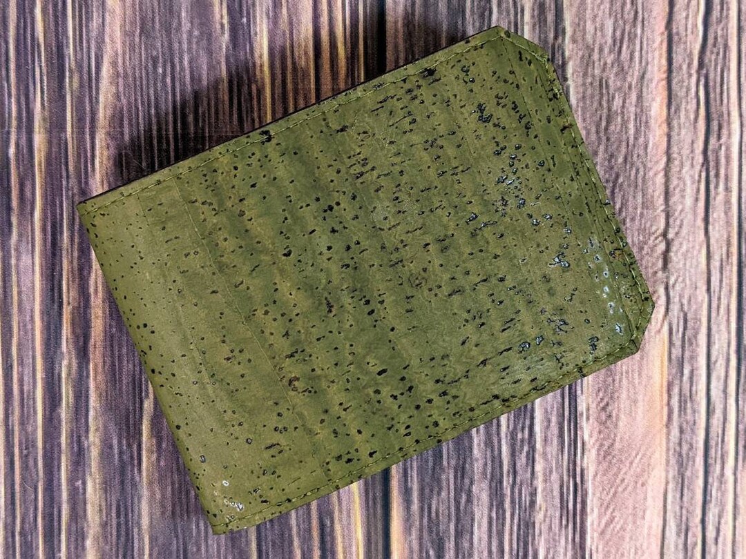 Men's Olive Green Cork Bifold Wallet: RFID Resistant, Eco-friendly - Etsy