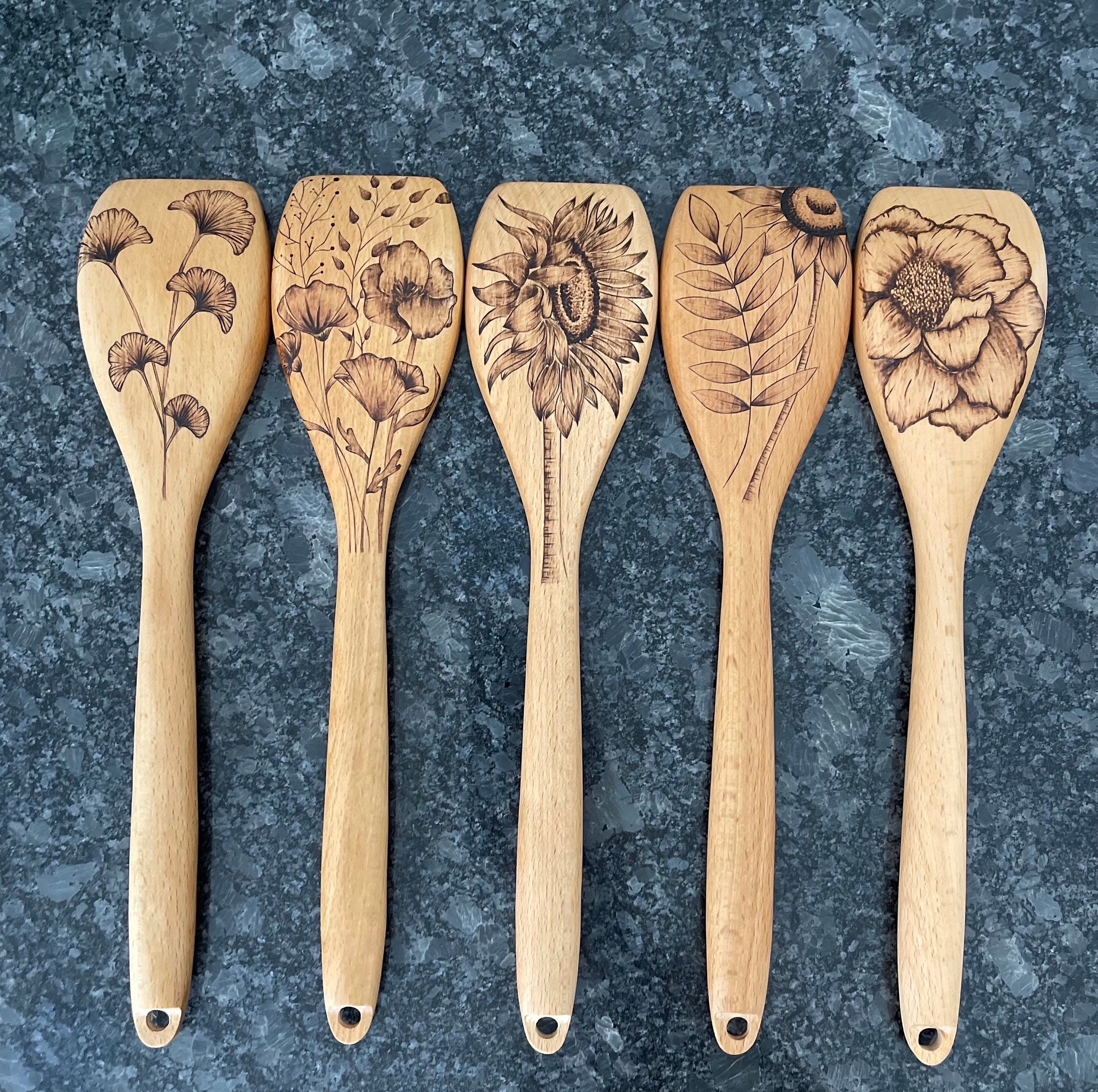 Wood-burned Spoons and Spatulas - Etsy