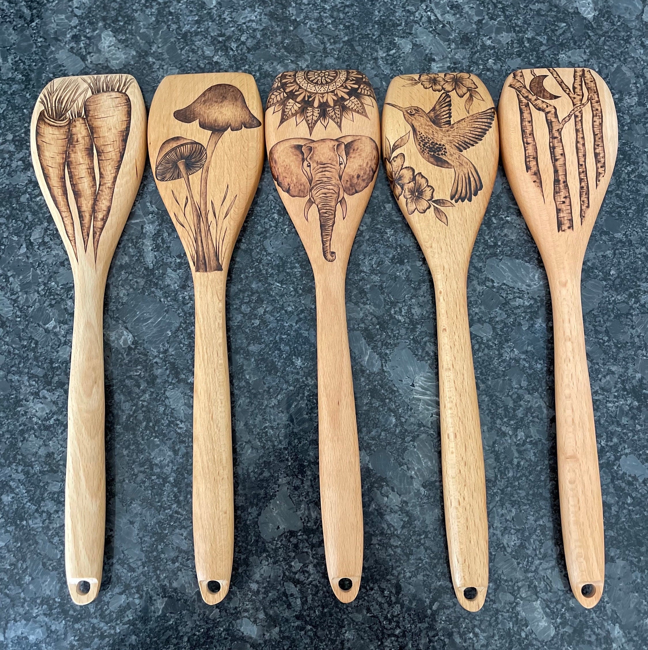 Wood-burned Spoons and Spatulas - Etsy