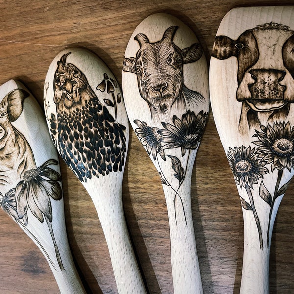 Wood Burned Spoon - Etsy